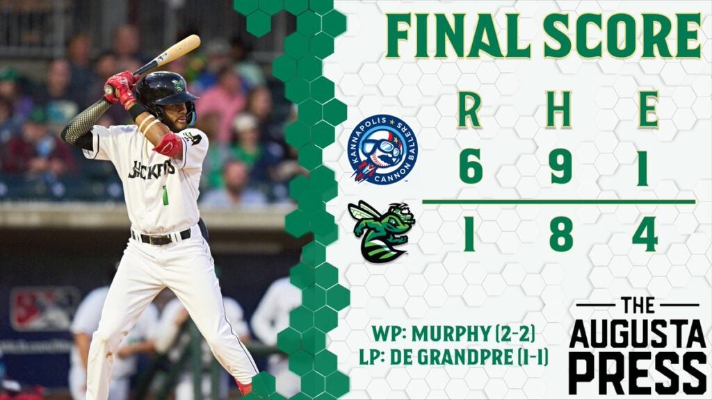 GreenJackets stifled by Cannon Ballers in Tuesday series opener - The Augusta Press