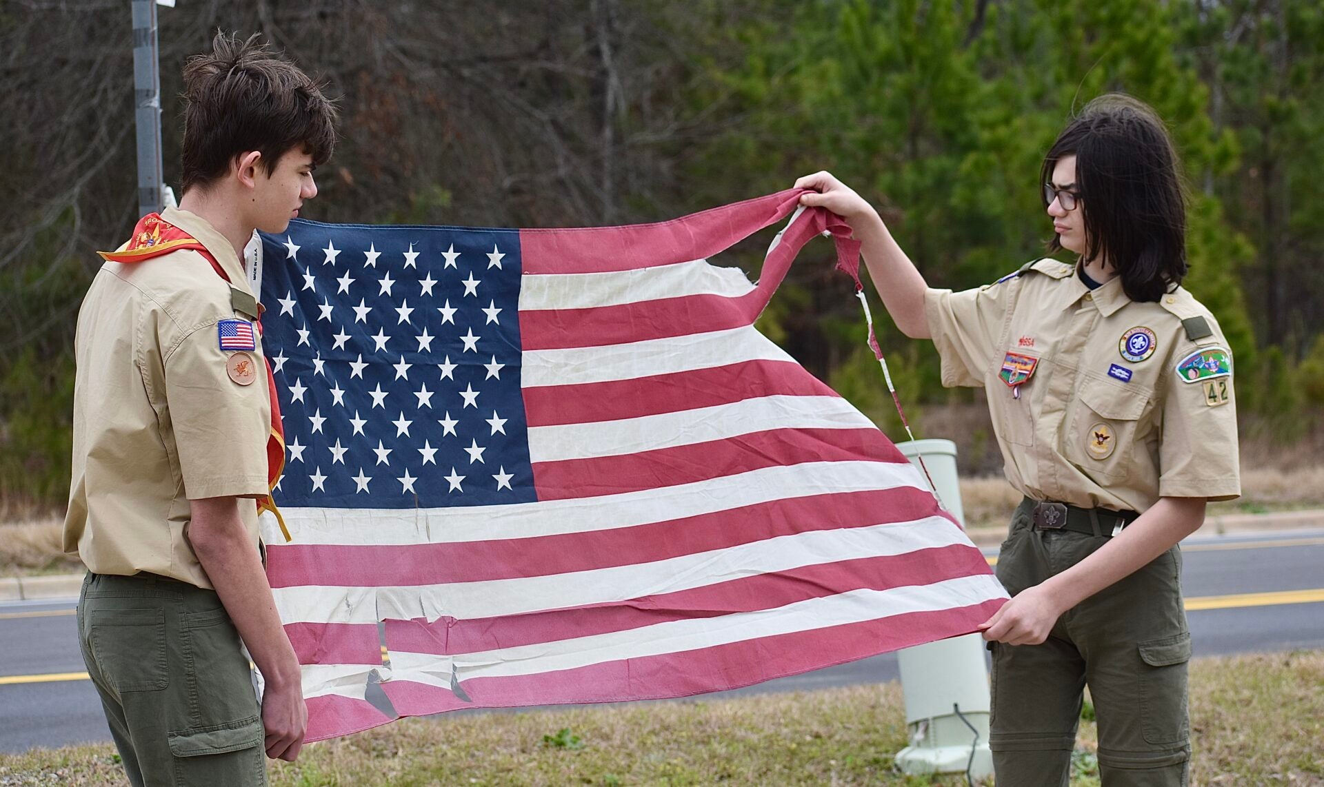 Harlem Boy Scout troop retires flags with burning ritual - The Augusta ...