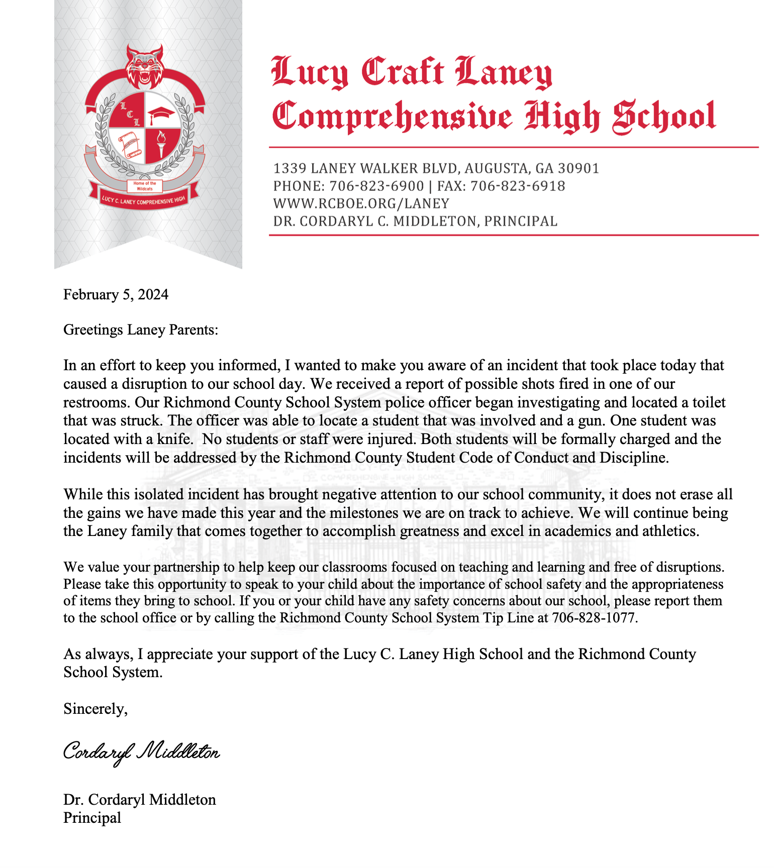 Laney students detained for shooting gun in bathroom - The Augusta Press