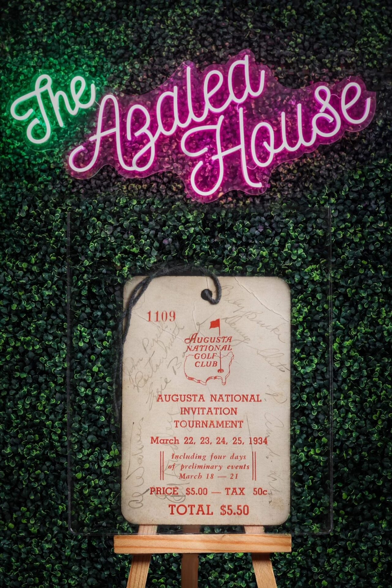 Rare 1934 signed Masters ticket on display at Azalea House - The ...