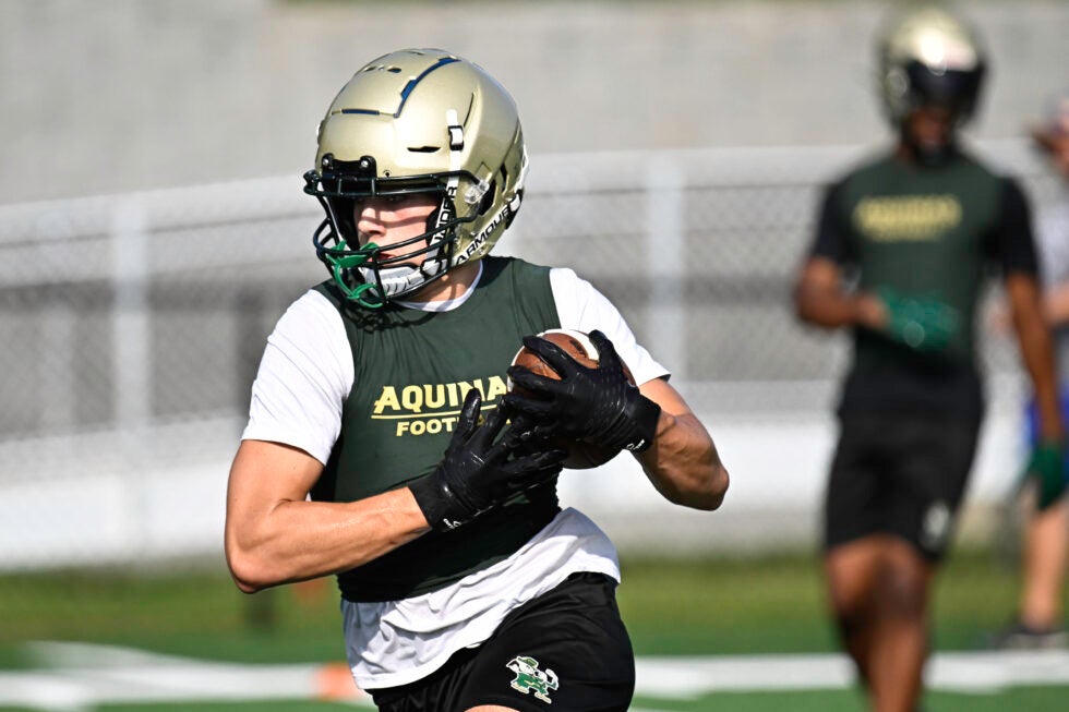 PHOTOS: Aquinas football breaks in its new stadium with 7v7 action ...