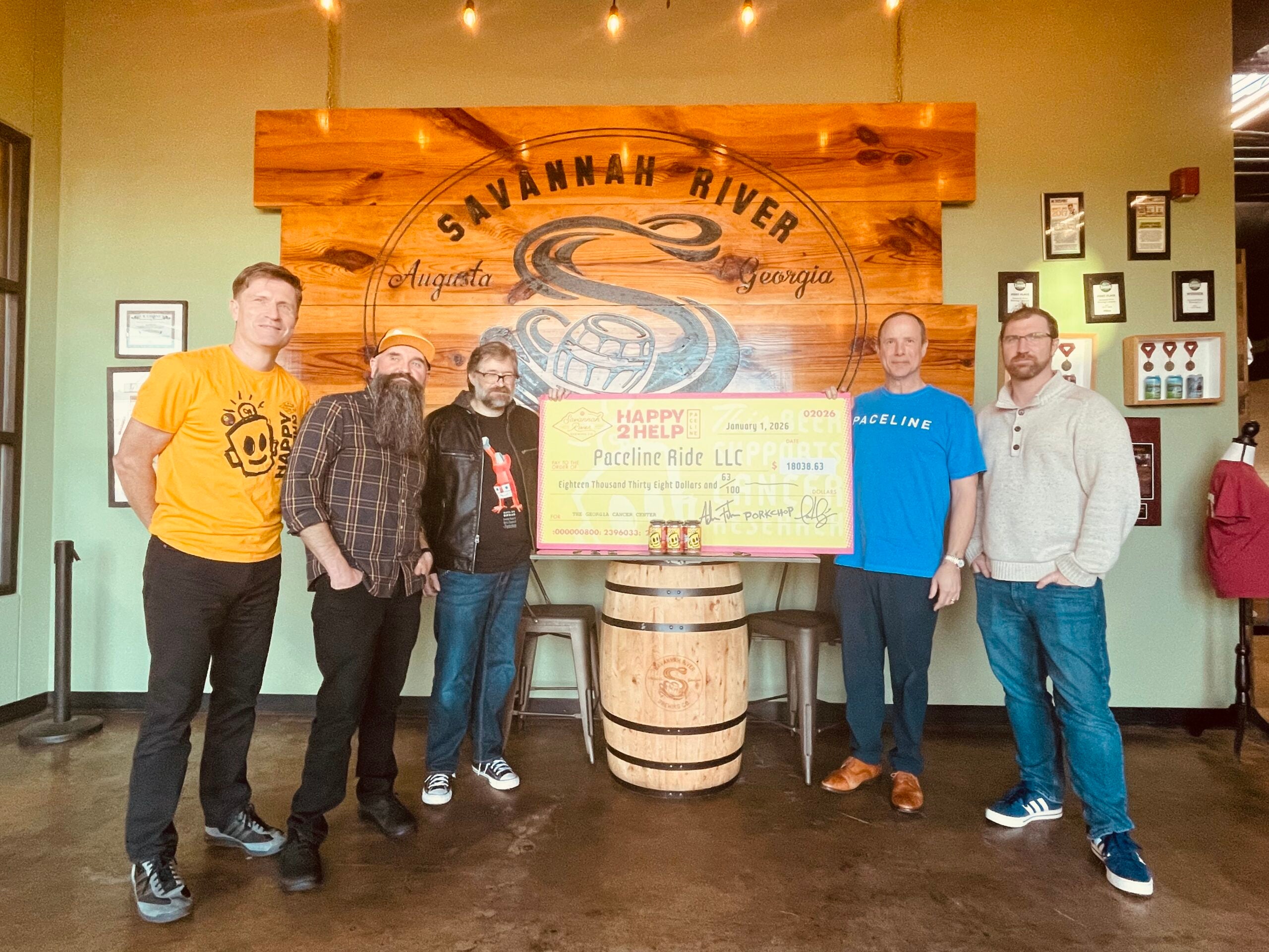 Paceline gets a check from Savannah River Brewing Co., thanks to ...